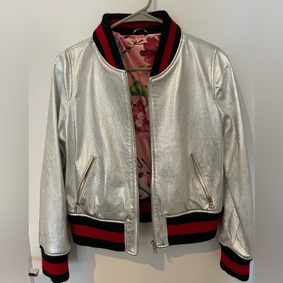 Jackets & Coats | Metallic Leather Bomber Jacket | Poshmark